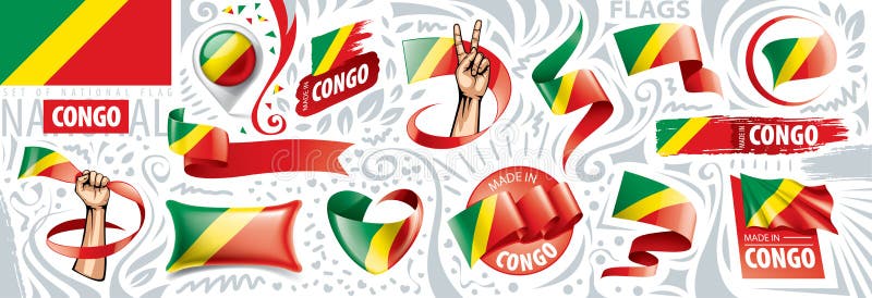 Vector Set of the National Flag of Congo in Various Creative Designs ...