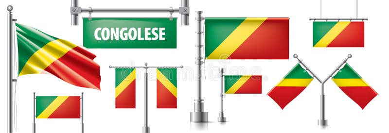 Vector Set of the National Flag of Congo in Various Creative Designs ...