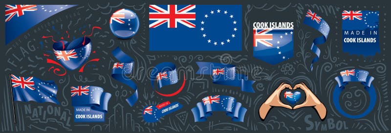 Vector Set of the National Flag of Cook Islands in Various Creative ...