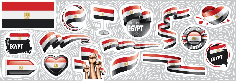 Vector Set of the National Flag of Egypt in Various Creative Designs ...