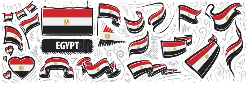 Vector Set of the National Flag of Egypt in Various Creative Designs ...