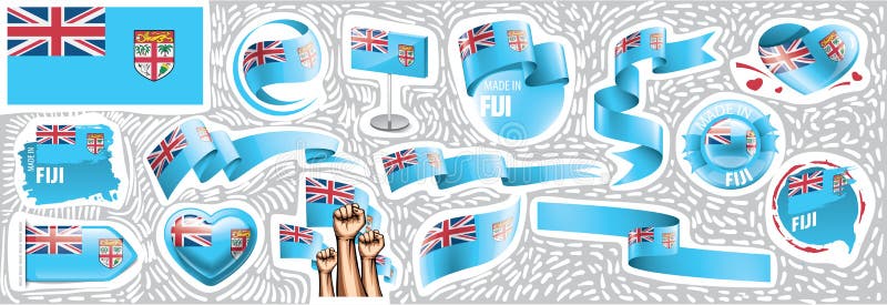 Vector Set of the National Flag of Fiji in Various Creative Designs ...