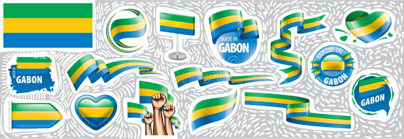 Vector Set of the National Flag of Gabon in Various Creative Designs ...
