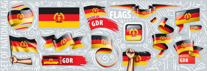 Vector Set of the National Flag of GDR in Various Creative Designs ...