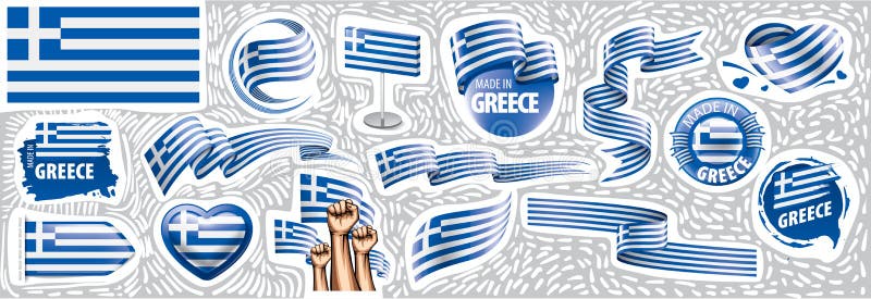 Vector Set of the National Flag of Greece in Various Creative Designs ...