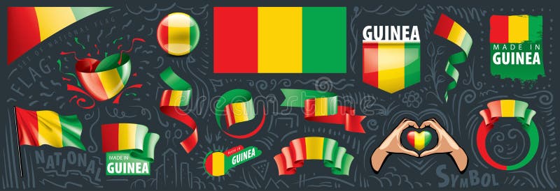 Vector Set of the National Flag of Guinea in Various Creative Designs ...