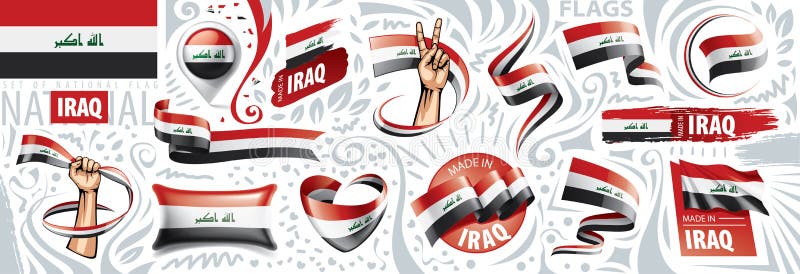 Vector Set of the National Flag of Iraq in Various Creative Designs ...