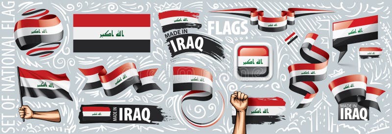 Vector Set of the National Flag of Iraq in Various Creative Designs ...