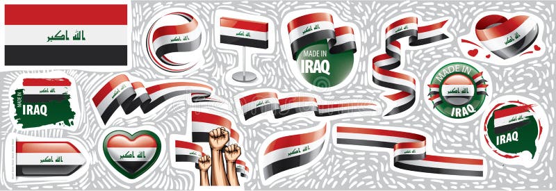 Vector Set of the National Flag of Iraq in Various Creative Designs ...