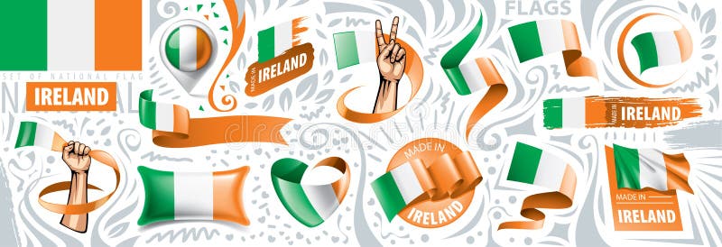 Vector Set of the National Flag of Ireland in Various Creative Designs ...