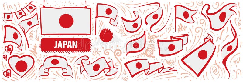Vector Set of the National Flag of Japan in Various Creative Designs ...