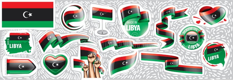 Vector Set of the National Flag of Libya in Various Creative Designs ...