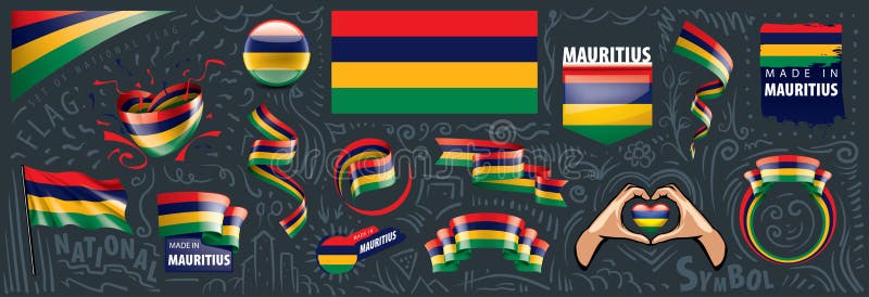 Vector Set of the National Flag of Mauritius in Various Creative ...