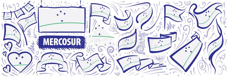 Vector Set of the National Flag of Mercosur in Various Creative Designs ...