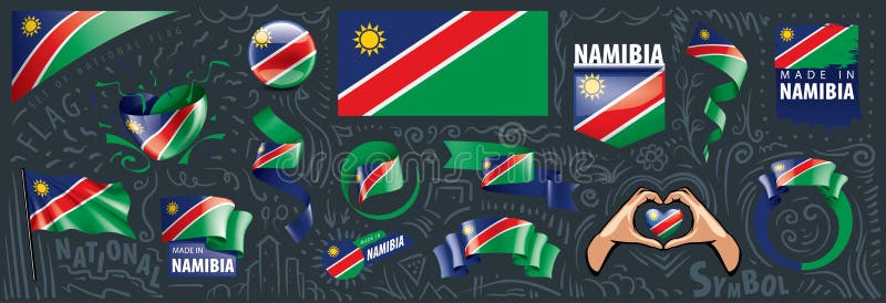 Vector Set of the National Flag of Namibia in Various Creative Designs ...