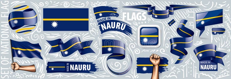 Vector Set of the National Flag of Nauru in Various Creative Designs ...