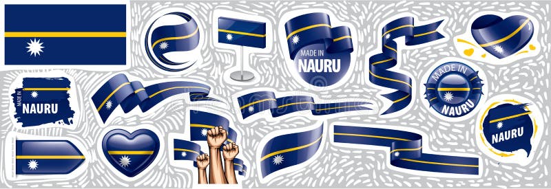 Vector Set of the National Flag of Nauru in Various Creative Designs ...