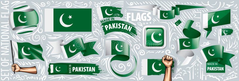 Vector Set of the National Flag of Pakistan in Various Creative Designs ...