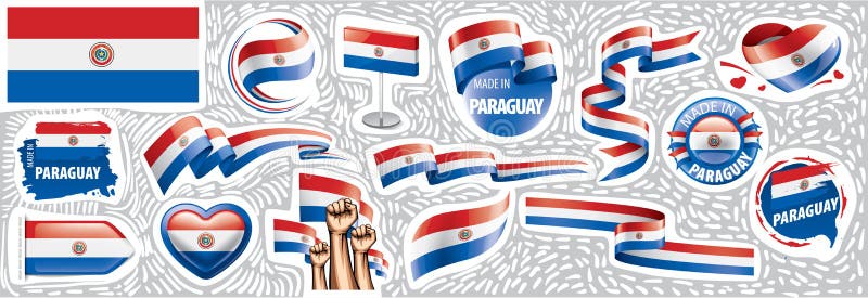 Vector Set of the National Flag of Paraguay in Various Creative Designs ...