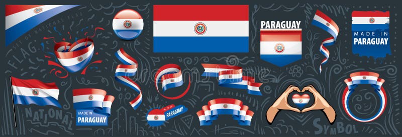 Vector Set of the National Flag of Paraguay in Various Creative Designs ...