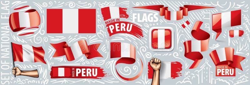 Vector Set of the National Flag of Peru in Various Creative Designs ...