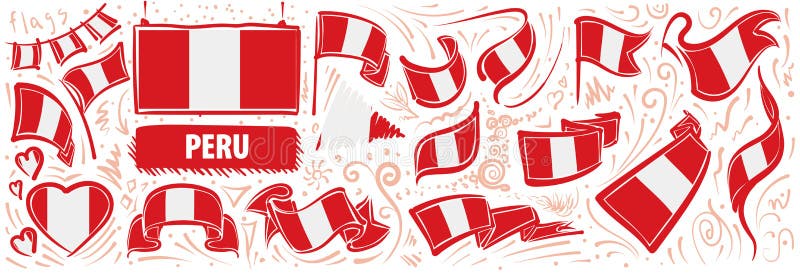 Vector Set of the National Flag of Peru in Various Creative Designs ...