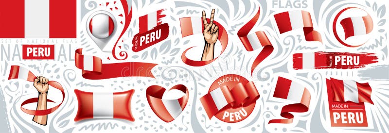 Vector Set of the National Flag of Peru in Various Creative Designs ...