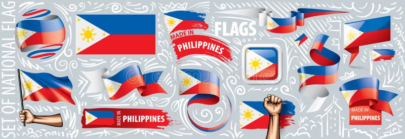 Vector Set of the National Flag of Philippines in Various Creative ...