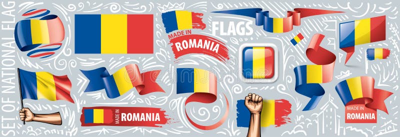 Vector Set of the National Flag of Romania in Various Creative Designs ...