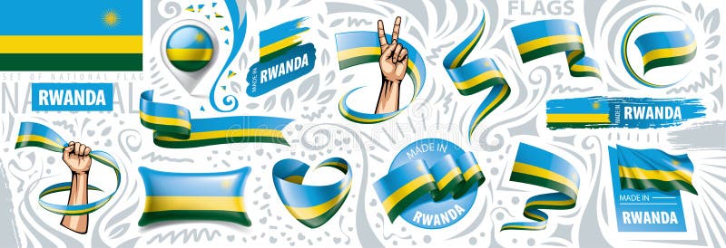 Vector Set of the National Flag of Rwanda in Various Creative Designs ...