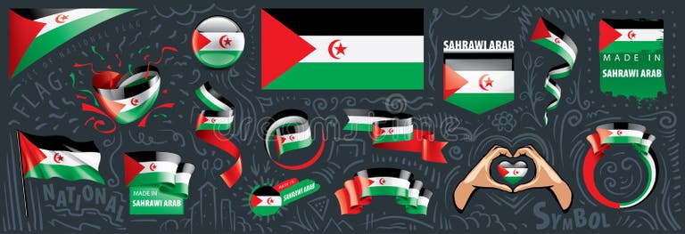 Vector Set of the National Flag of Sahrawi in Various Creative Designs ...