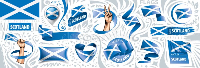 Vector Set of the National Flag of Scotland in Various Creative Designs ...
