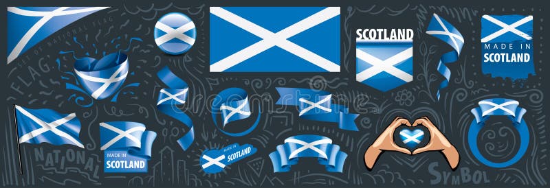 Vector Set of the National Flag of Scotland in Various Creative Designs ...
