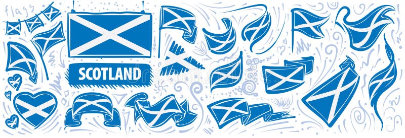 Vector Set of the National Flag of Scotland in Various Creative Designs ...