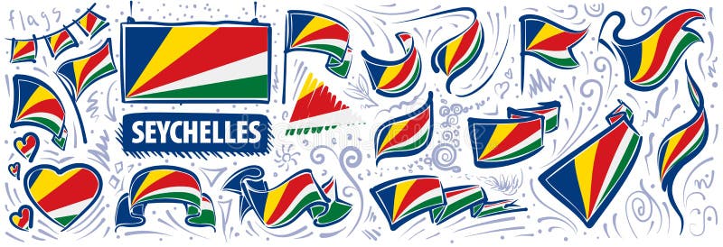 Vector Set of the National Flag of Seychelles in Various Creative ...