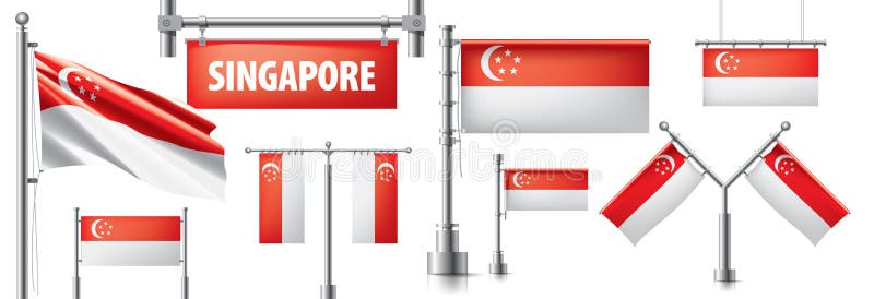 Vector Set of the National Flag of Singapore in Various Creative ...