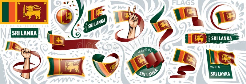 Vector Set of the National Flag of Sri Lanka in Various Creative ...