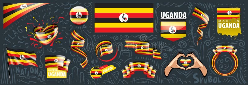 Vector Set of the National Flag of Uganda in Various Creative Designs ...