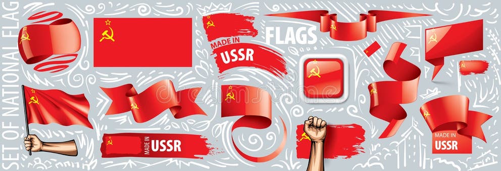 Vector Set of the National Flag of USSR in Various Creative Designs ...