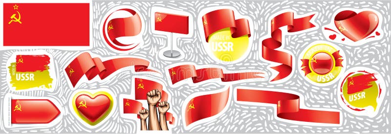 Vector Set of the National Flag of USSR in Various Creative Designs ...