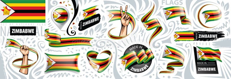 Vector Set of the National Flag of Zimbabwe in Various Creative Designs ...