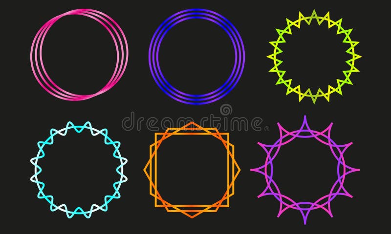 Vector Set of Neon Frames of Different Colors and Shapes Stock Vector ...