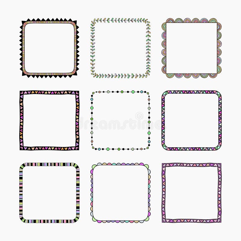 Vector set of nine frames. stock vector. Illustration of card - 66632191