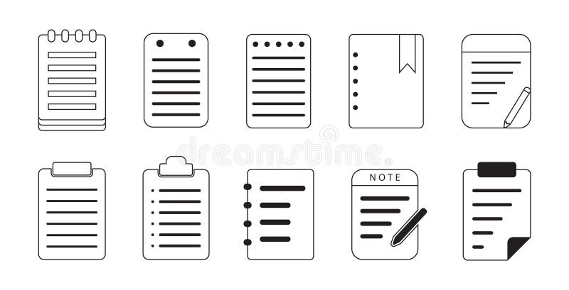 Vector Set of Notepad and Clipboard Icon Set Stock Illustration ...
