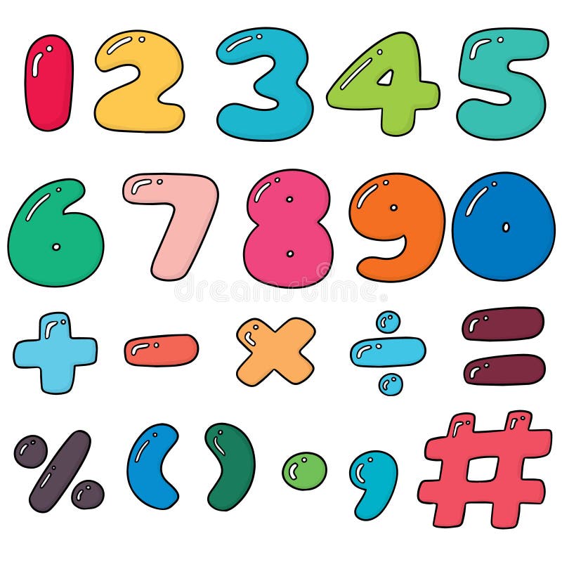 Vector Set of Number Cartoon Stock Vector - Illustration of numerical ...