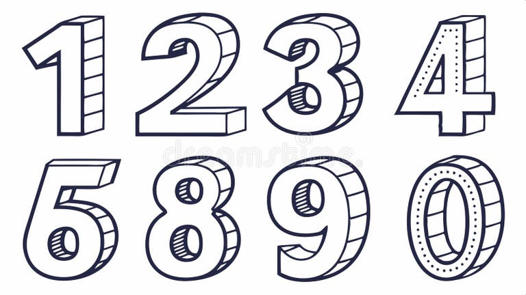 Number Set Variations, Digit Styles and Design Elements Vector Design ...