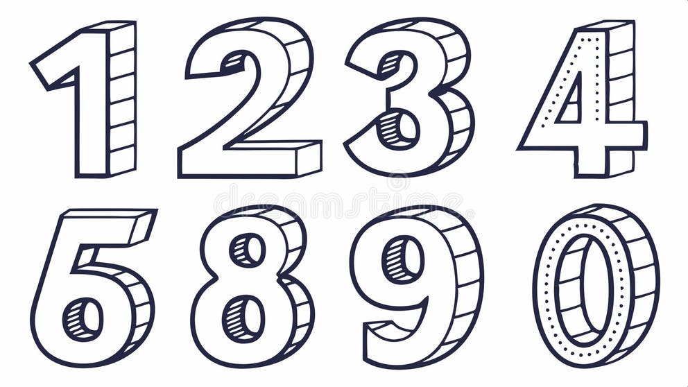 Number Set Variations, Digit Styles and Design Elements Vector Design ...