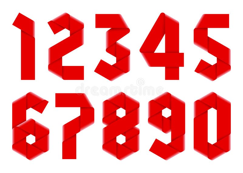 Numbers Set Folded Paper Sign Stock Illustrations – 105 Numbers Set ...