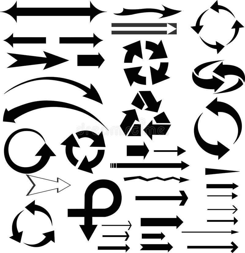 Vector Set Od Different Arrows and Symbols Stock Vector - Illustration ...
