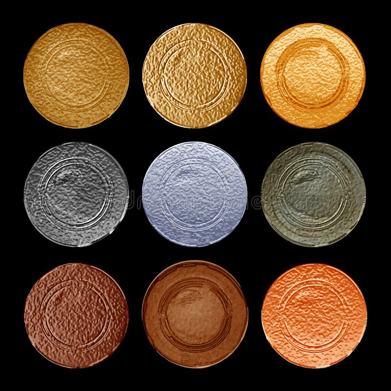 Vector Set of Old Blank Templates for Ancient Coins of Gold Silver ...